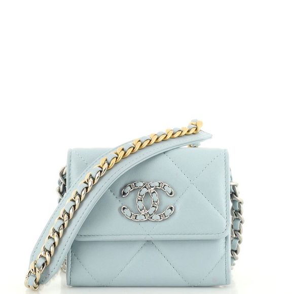 CHANEL | Bags | Chanel 9 Flap Coin Purse With Chain Quilted Goatskin ...